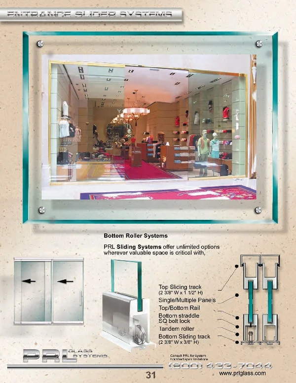 Frameless Sliding Glass Doors – Bottom Rolling System