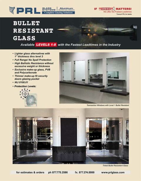 Bullet Resistant Glass. 1-8 Interlayer Threat Levels