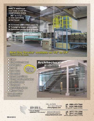 Tempered and Laminated Glass - PRL Glass Fabrication